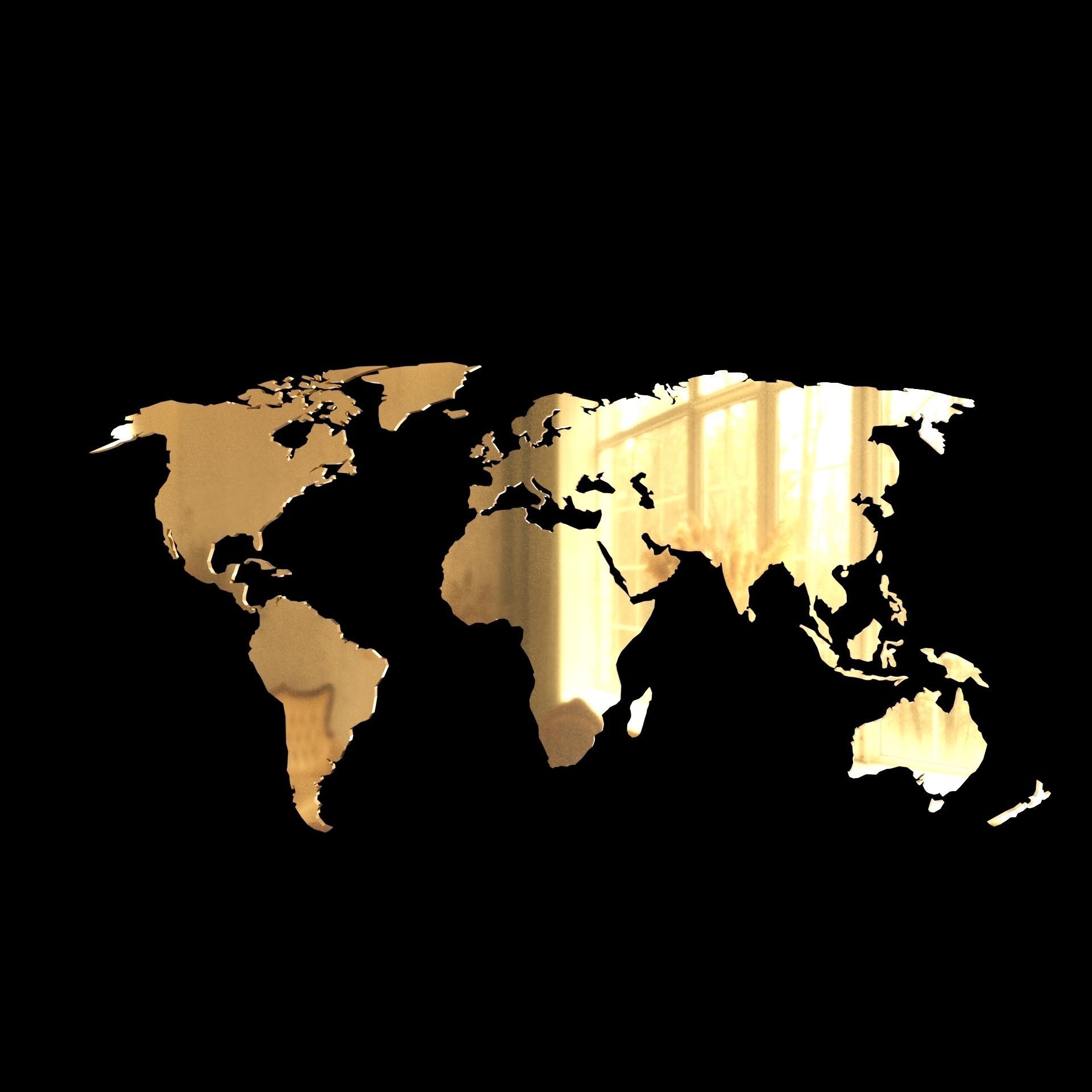 3D model of world map wall decoration with light 3D model | CGTrader