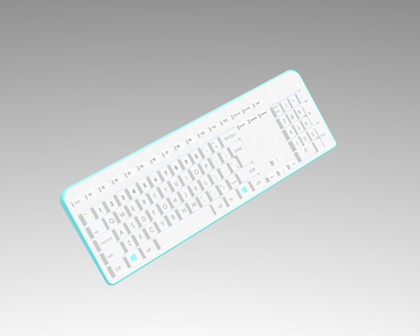 3D model Lightweight Wireless Keyboard - Sky colored VR / AR / low-poly ...