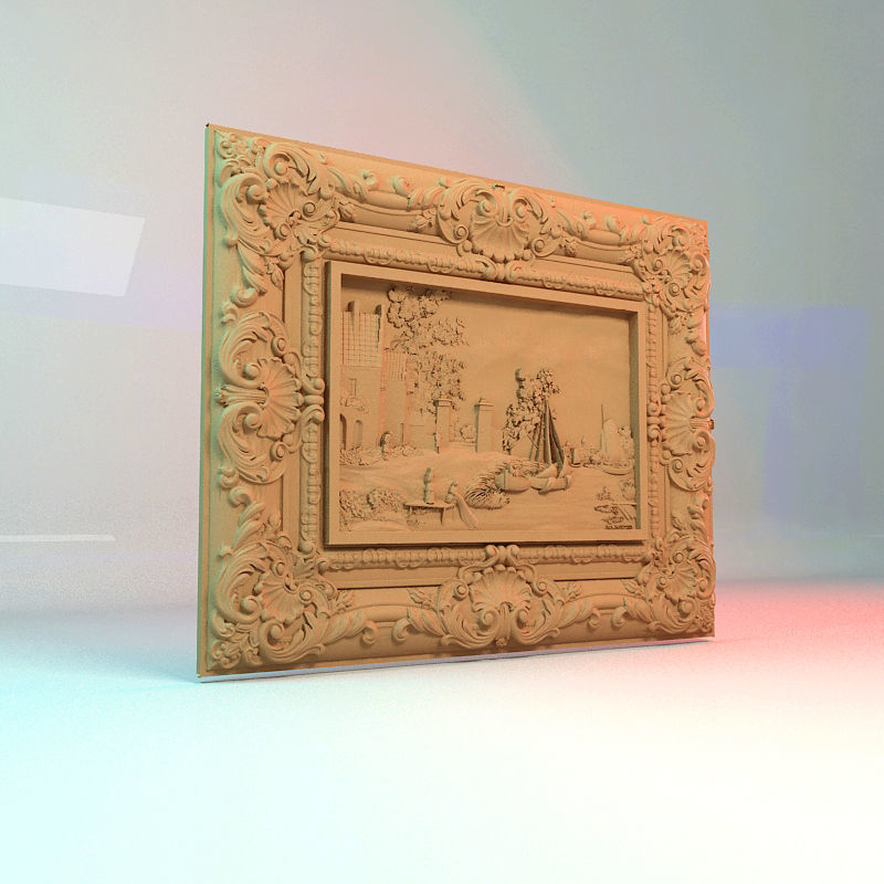 Painting of a pier 3d STL models for CNC router 3D print model 3D model ...