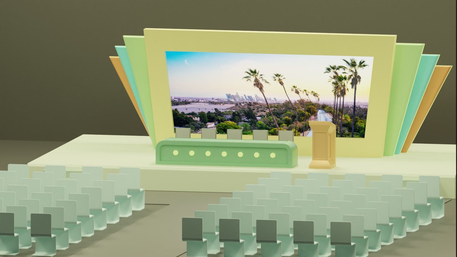 3D model Conference Room or Event stage design with big display VR / AR ...