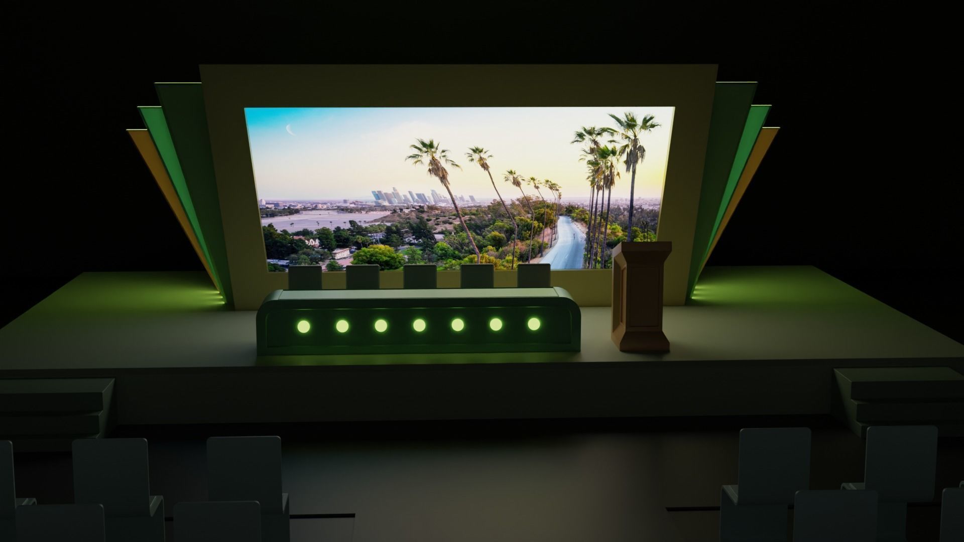 3D model Conference Room or Event stage design with big display VR / AR ...