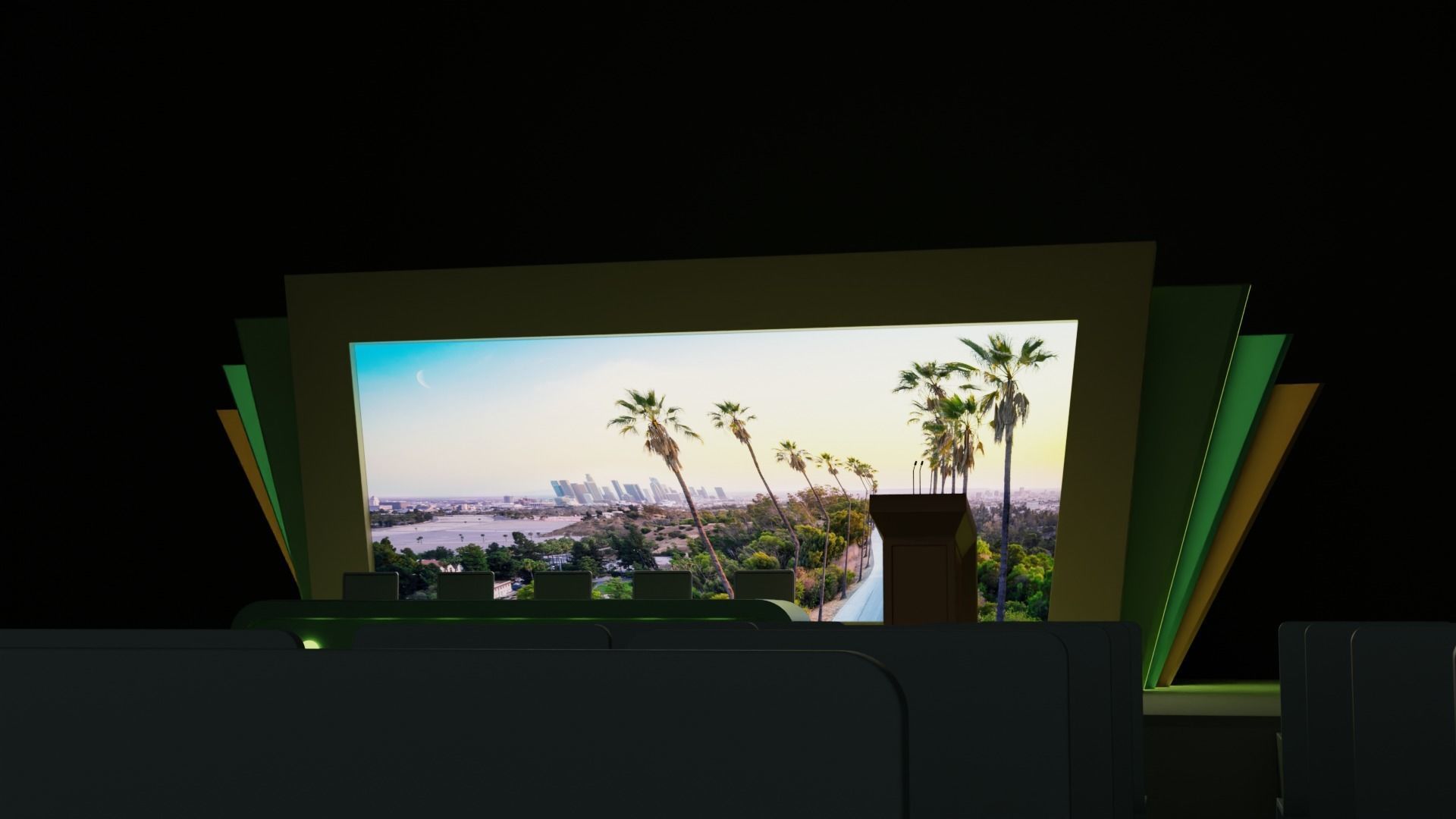 3D model Conference Room or Event stage design with big display VR / AR ...