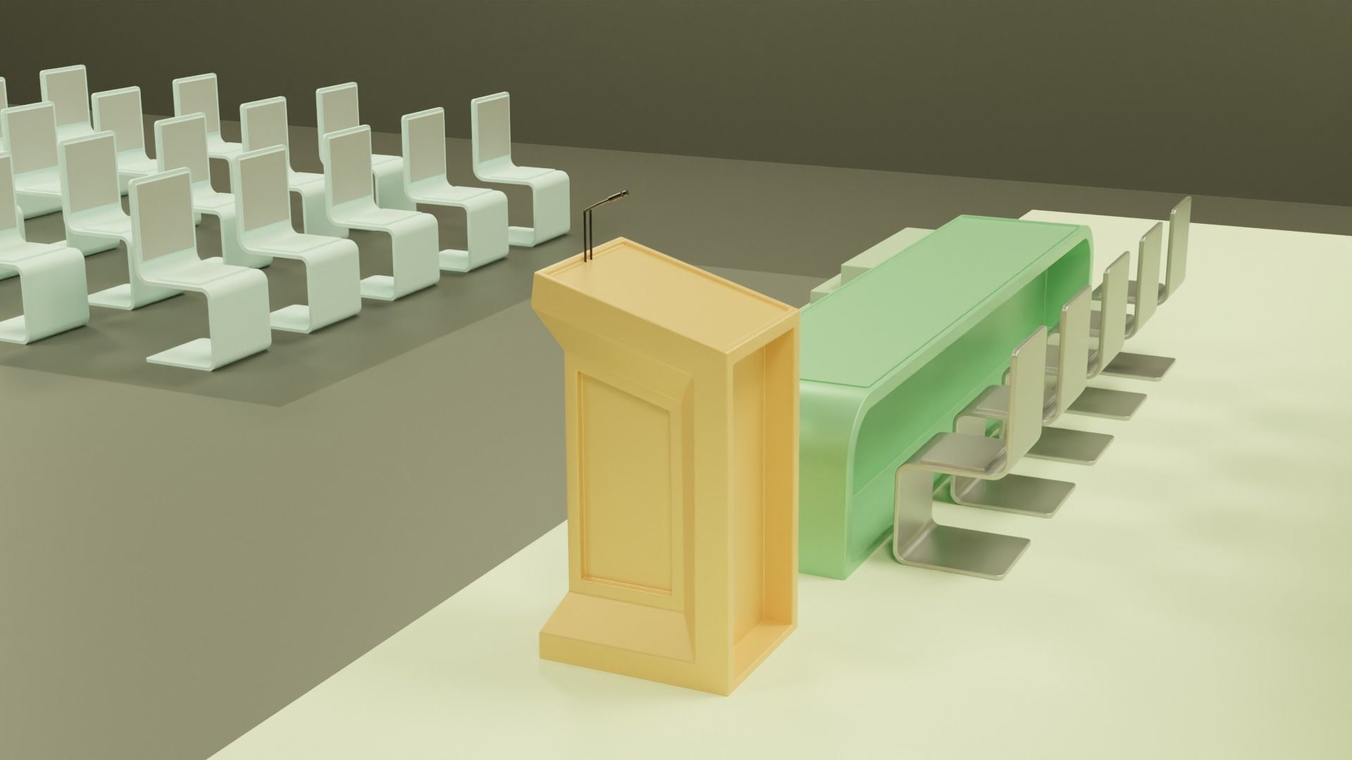 3D model Conference Room or Event stage design with big display VR / AR ...