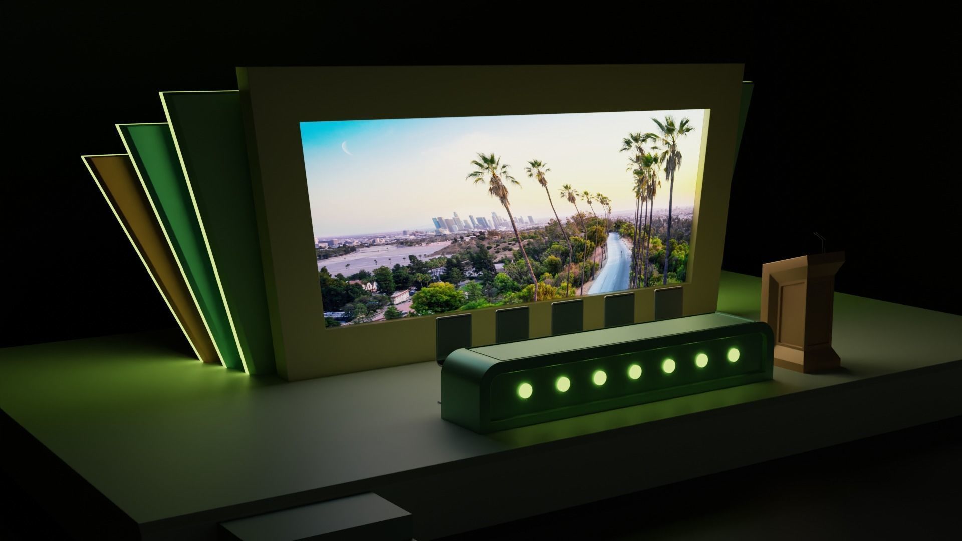 3D model Conference Room or Event stage design with big display VR / AR ...