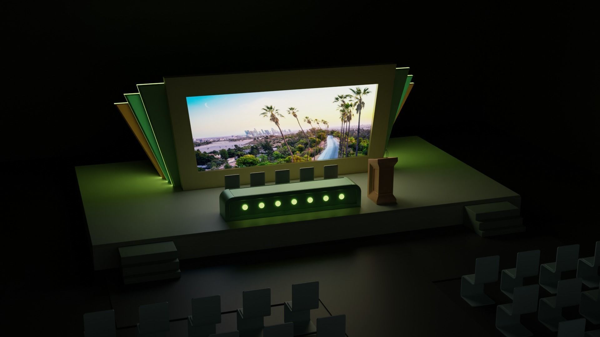 3D model Conference Room or Event stage design with big display VR / AR ...