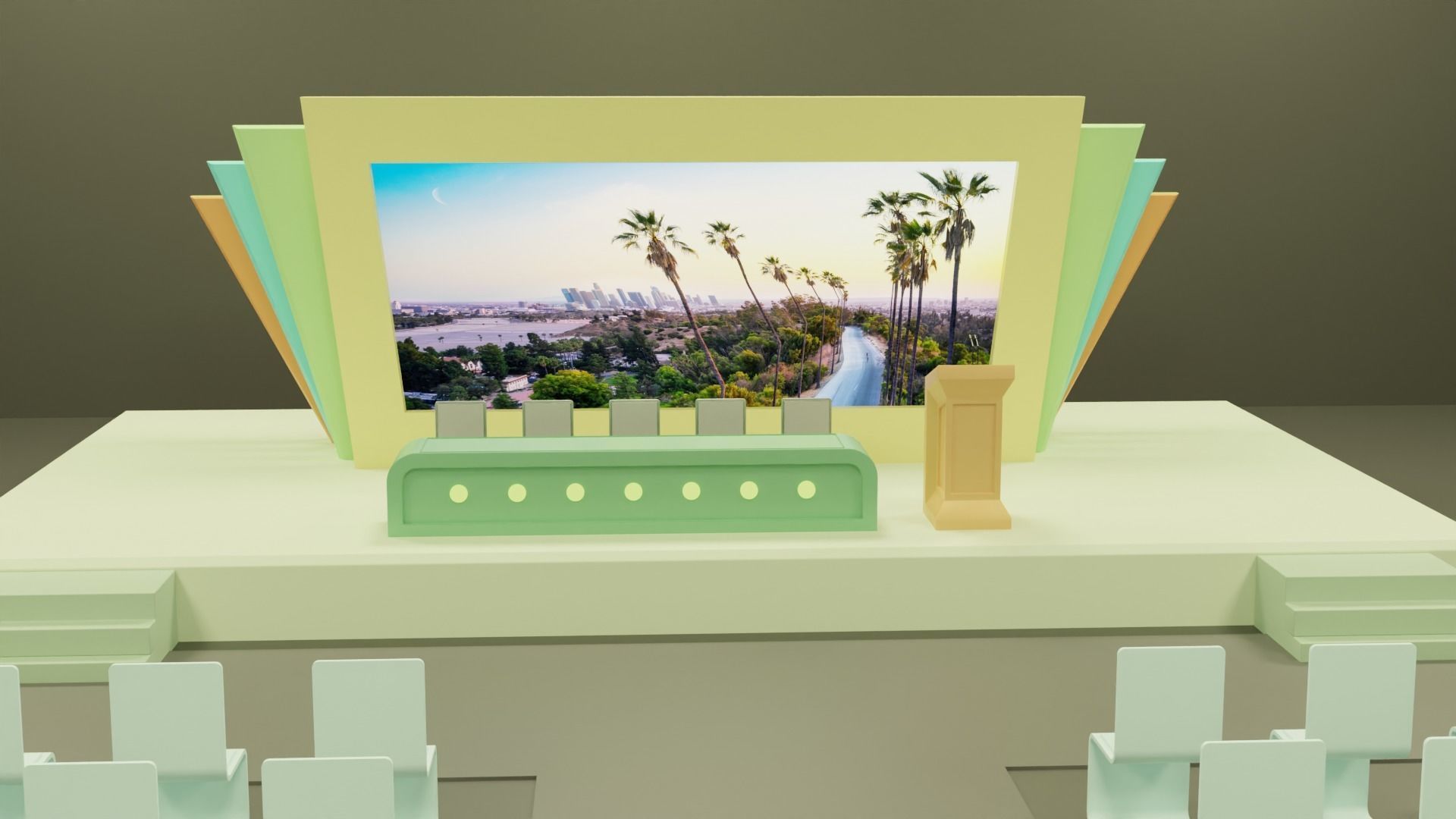 3D model Conference Room or Event stage design with big display VR / AR ...