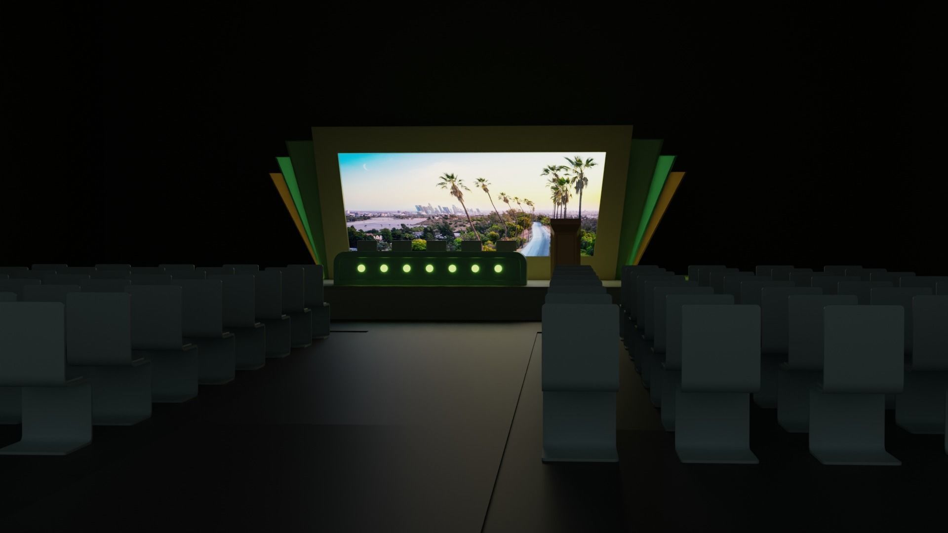 3D model Conference Room or Event stage design with big display VR / AR ...