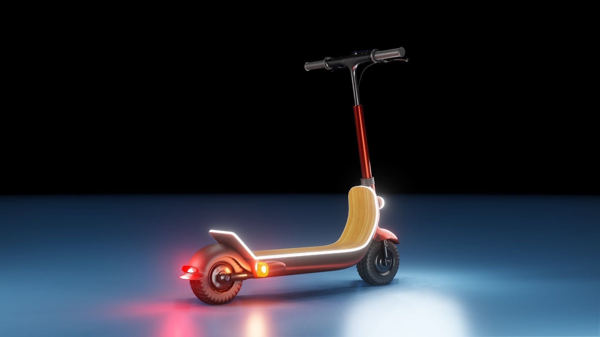Red retro modern electric scooter 3D model | CGTrader