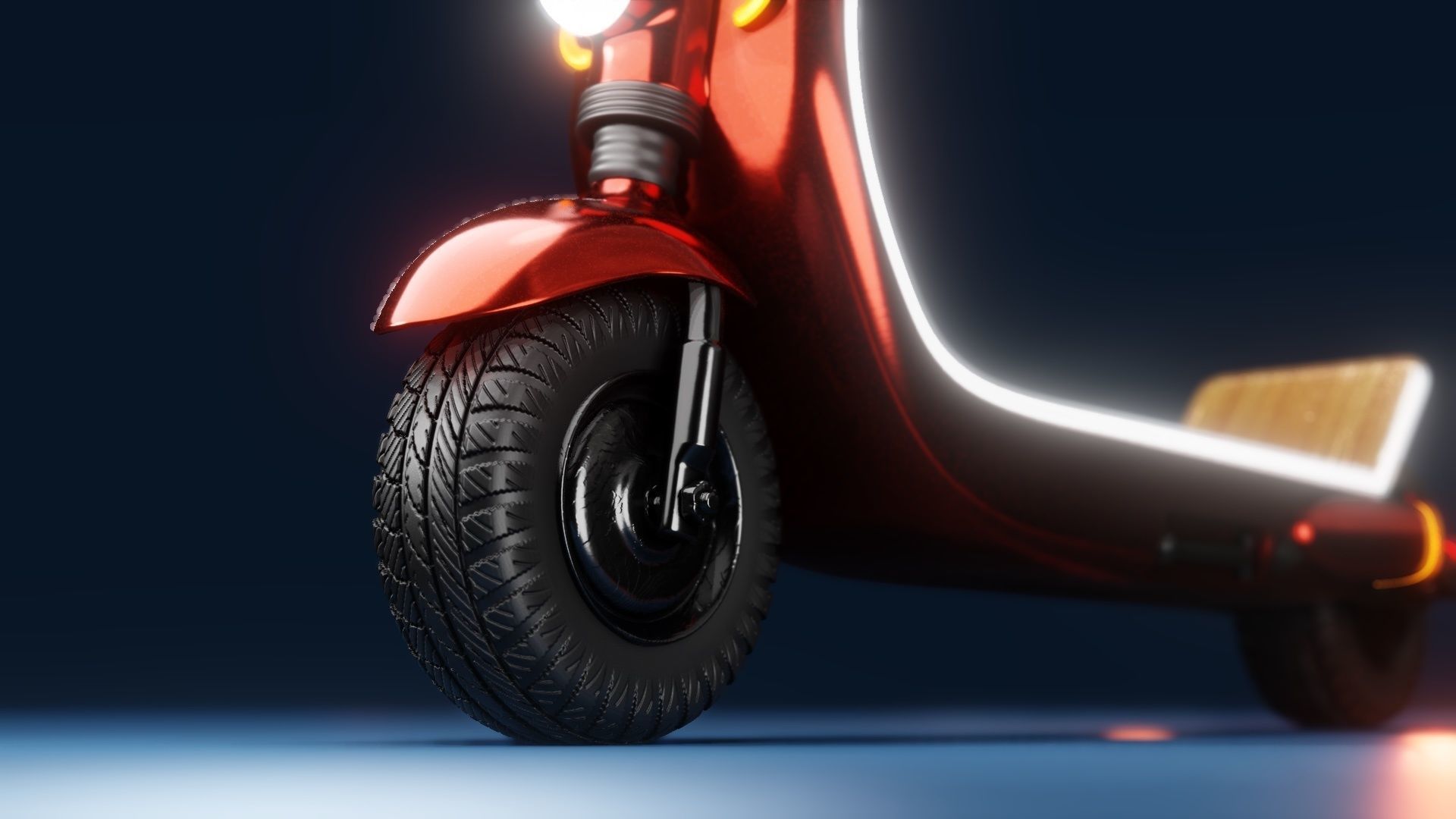 Red retro modern electric scooter 3D model | CGTrader