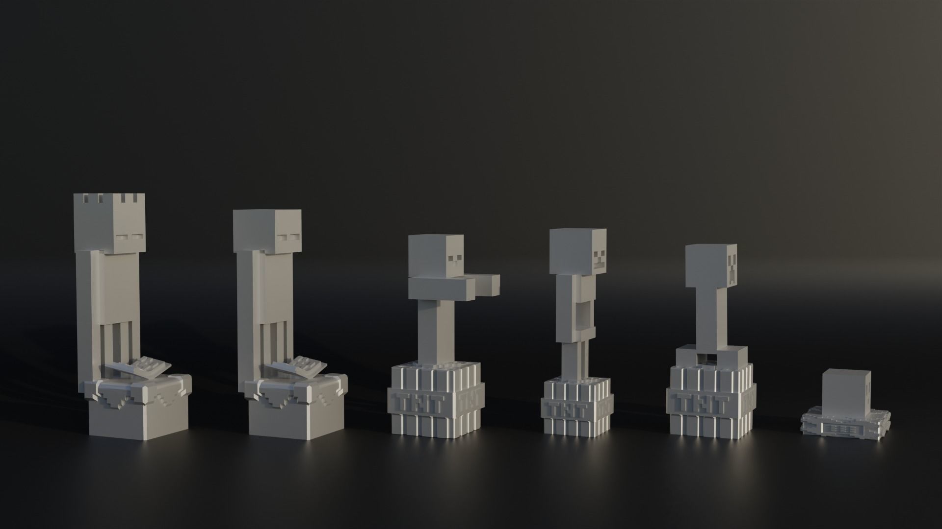 Minecraft Figure Chess Set - 6 Different Minecraft Character 3D model ...