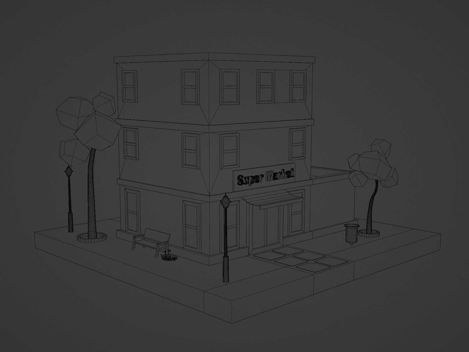 3D model Supermarket Low Poly Diorama 001 VR / AR / low-poly | CGTrader