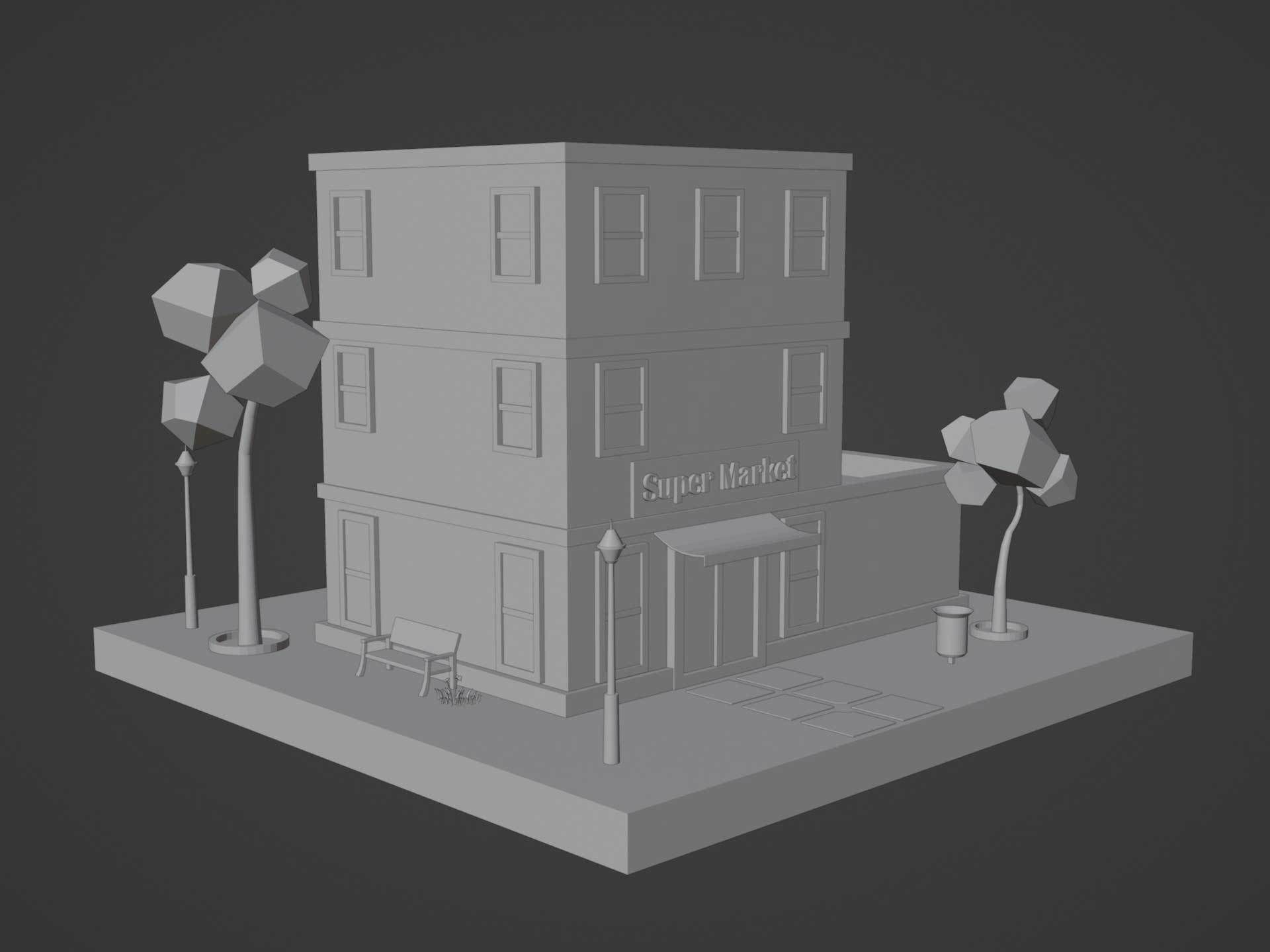 3D model Supermarket Low Poly Diorama 001 VR / AR / low-poly | CGTrader