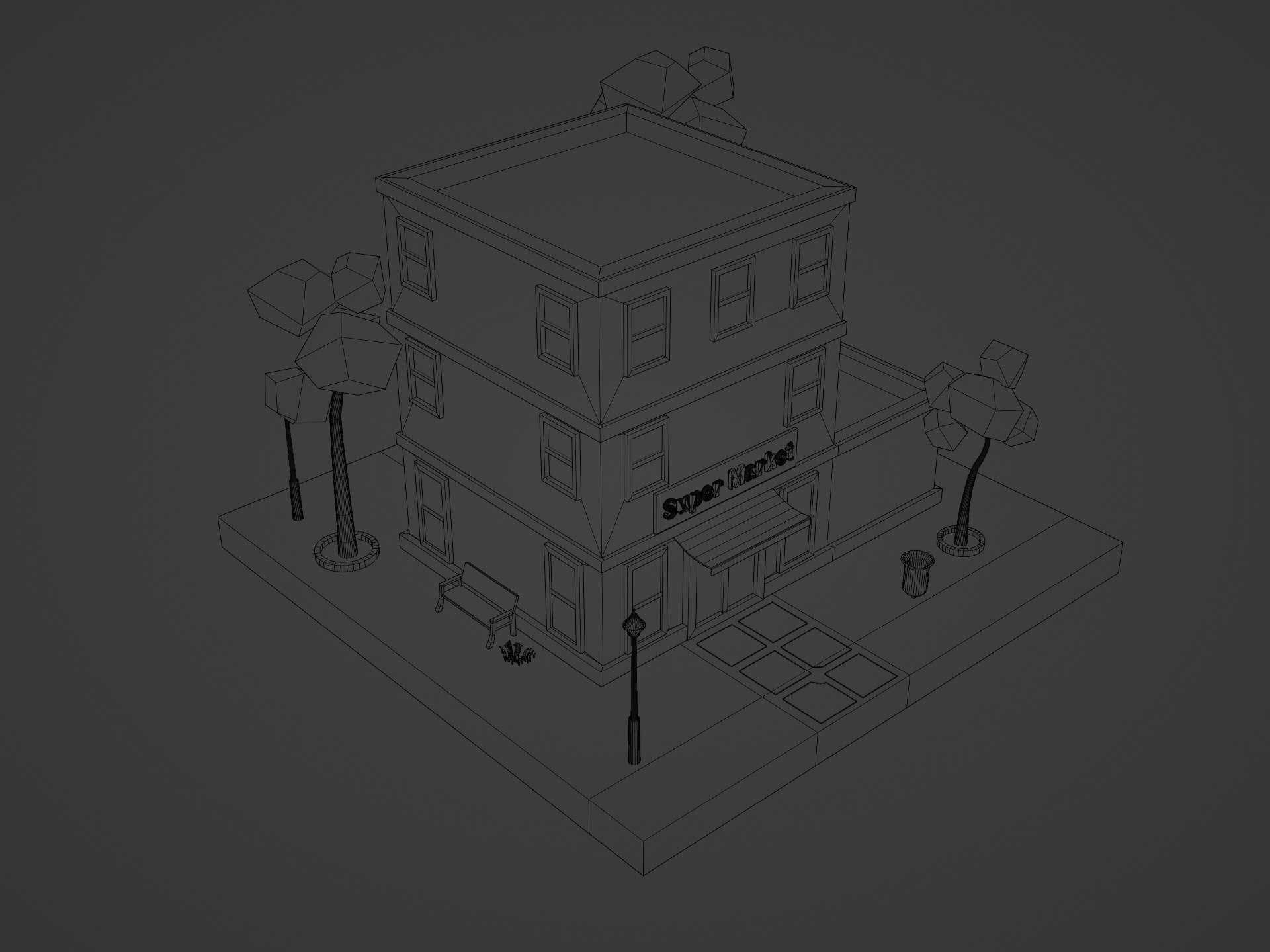 3D model Supermarket Low Poly Diorama 001 VR / AR / low-poly | CGTrader