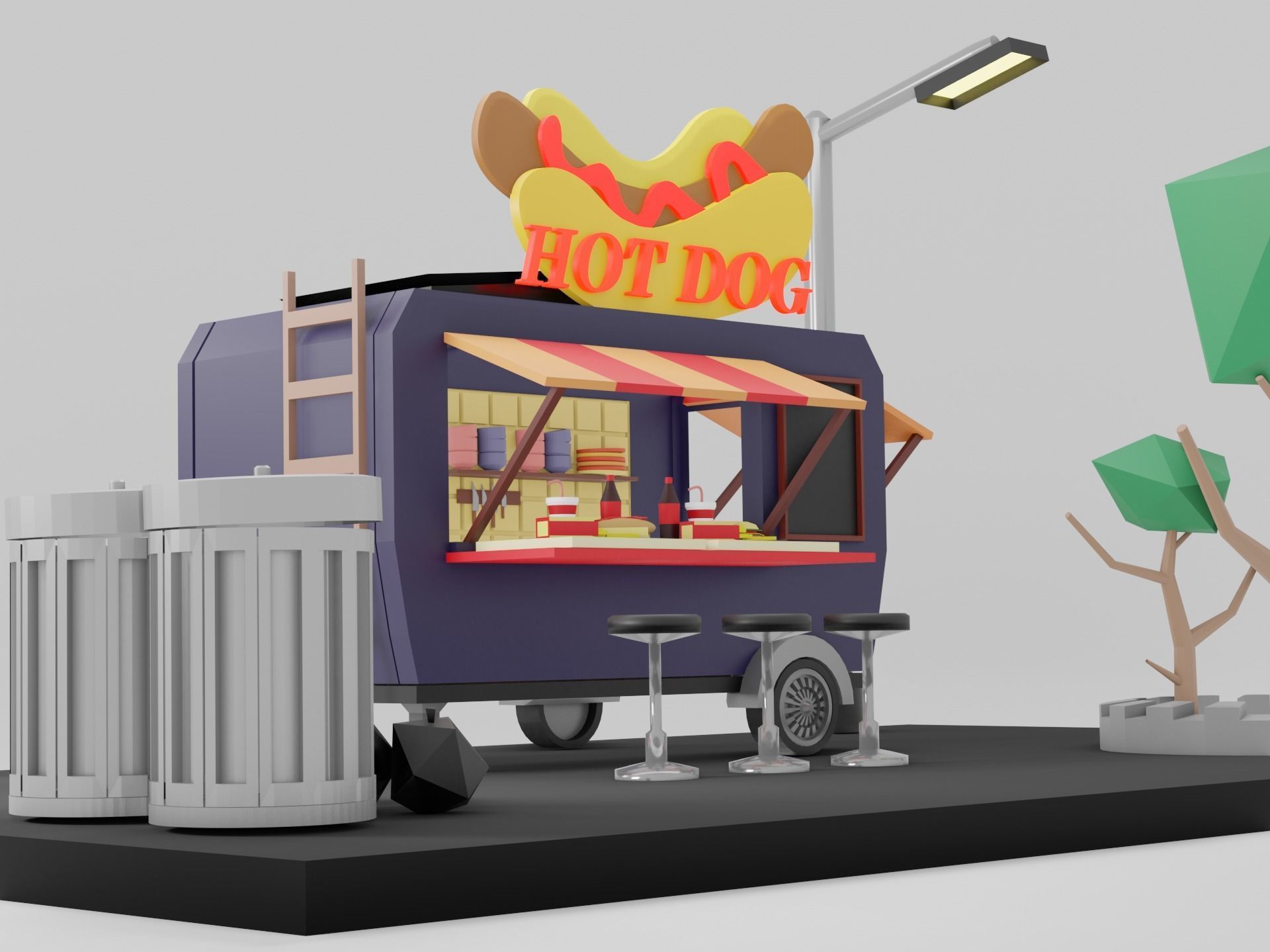 3D model Food Truck 001 Low Poly VR / AR / low-poly | CGTrader