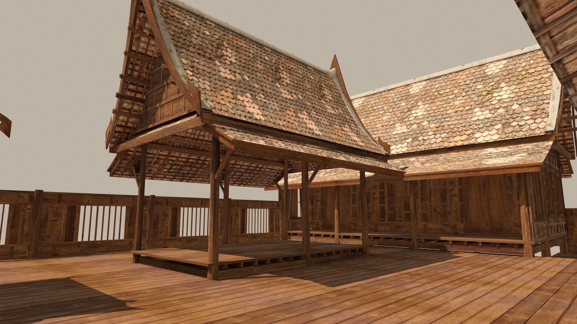3D model Central Thai traditional house-02 Low-poly 3D model VR / AR ...