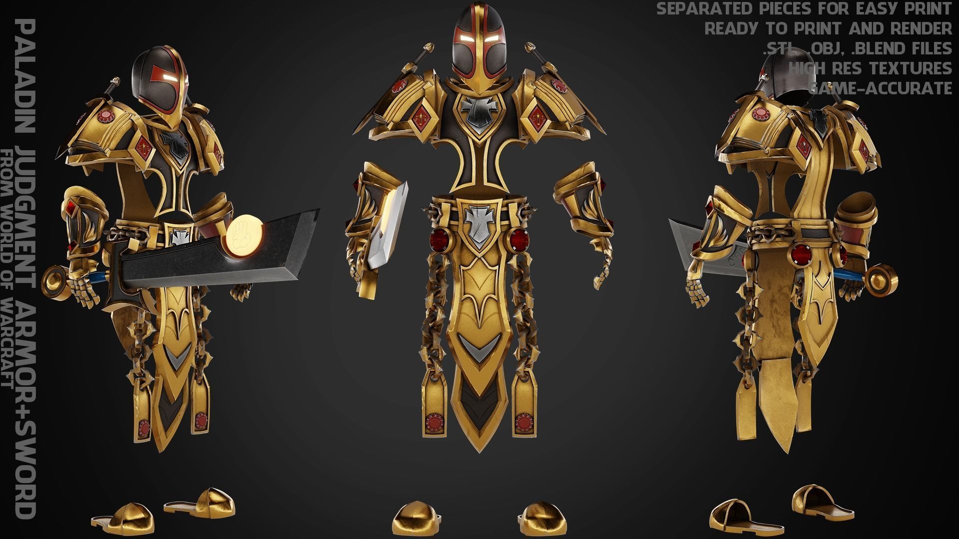 World of Warcraft Paladin Judgment Armor and Sword for Cosplay 3D Model ...