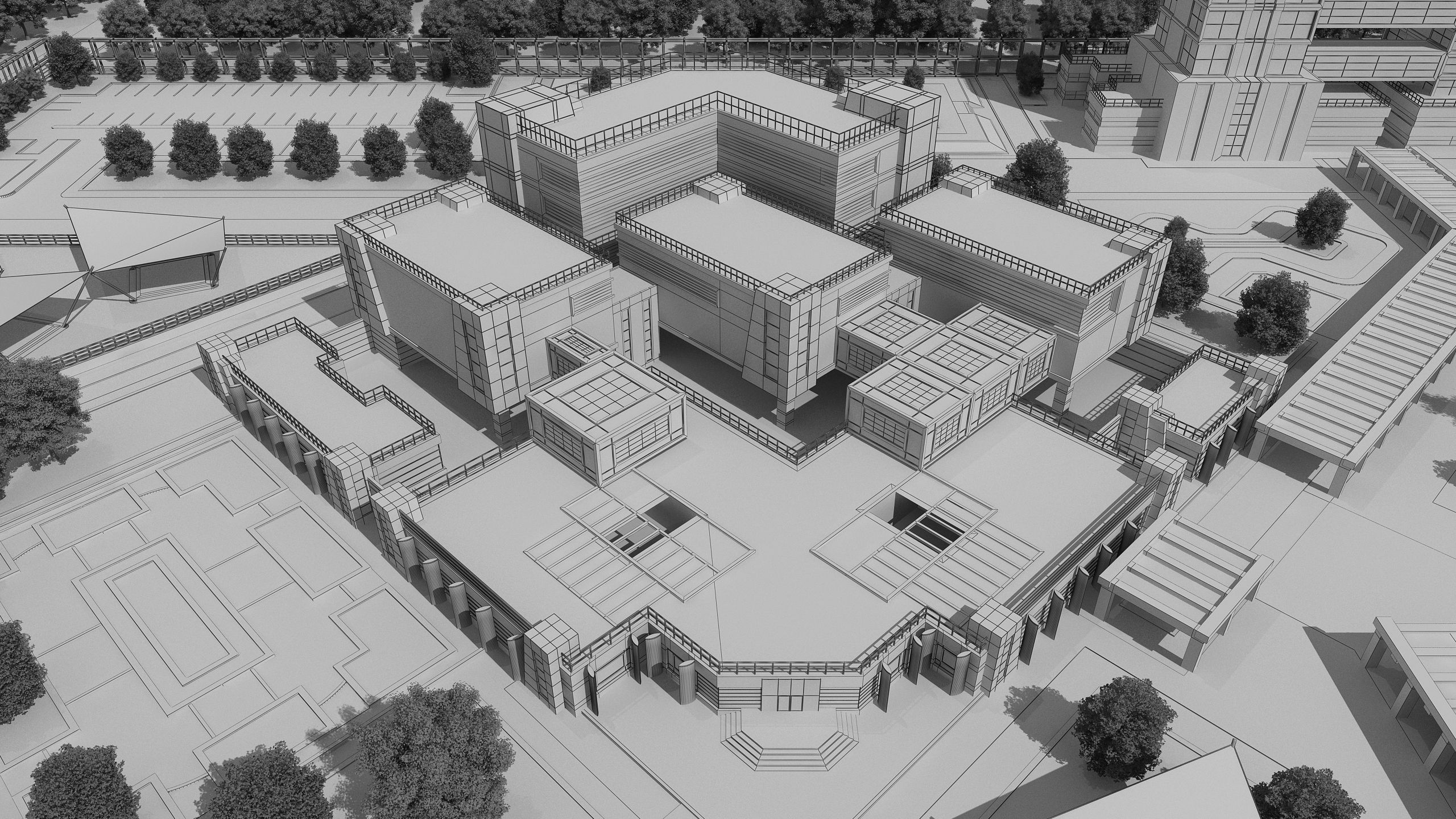 0145 - Research Center Architecture Project-2D Drawings-3D Files 3D ...