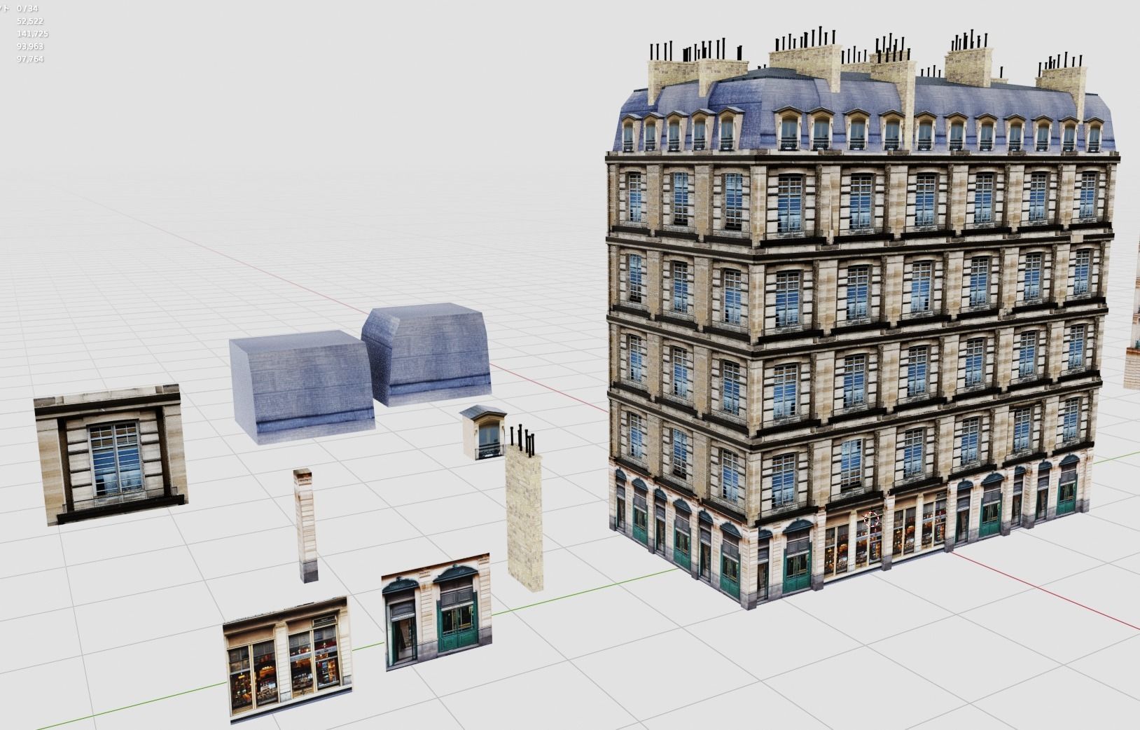 Paris 3 module Building Pack free VR / AR / low-poly 3D model | CGTrader