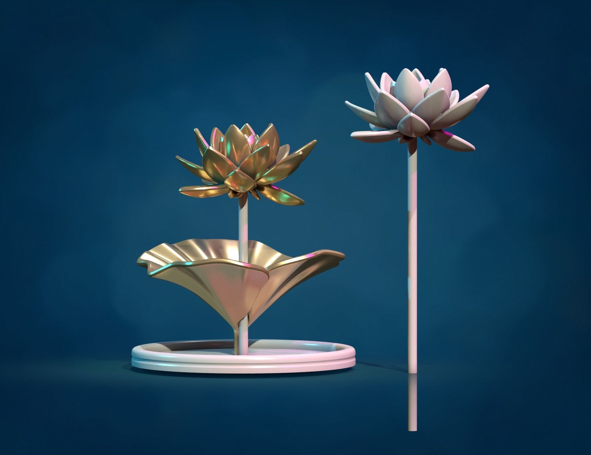 Water Lily Lotus flower 3D model 3D printable | CGTrader