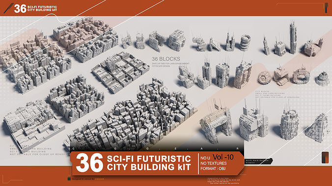 36 SCI-FI BUILDINGS CITY KIT vol 10 3D model | CGTrader