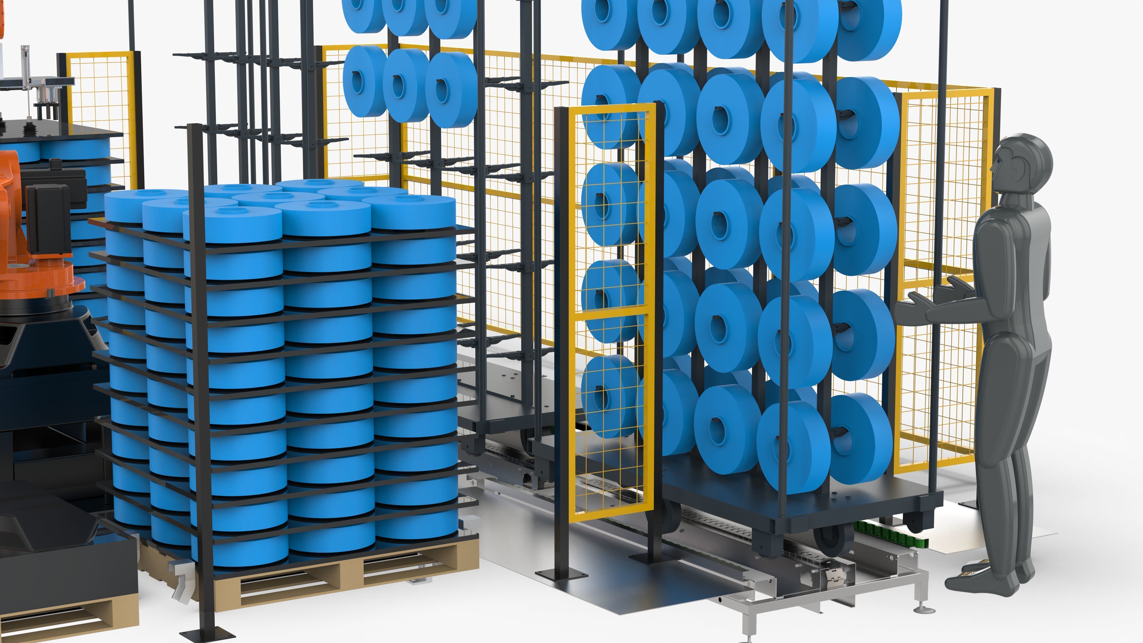 Automatic Robot Bobbin Loading Workstation 3D model | CGTrader