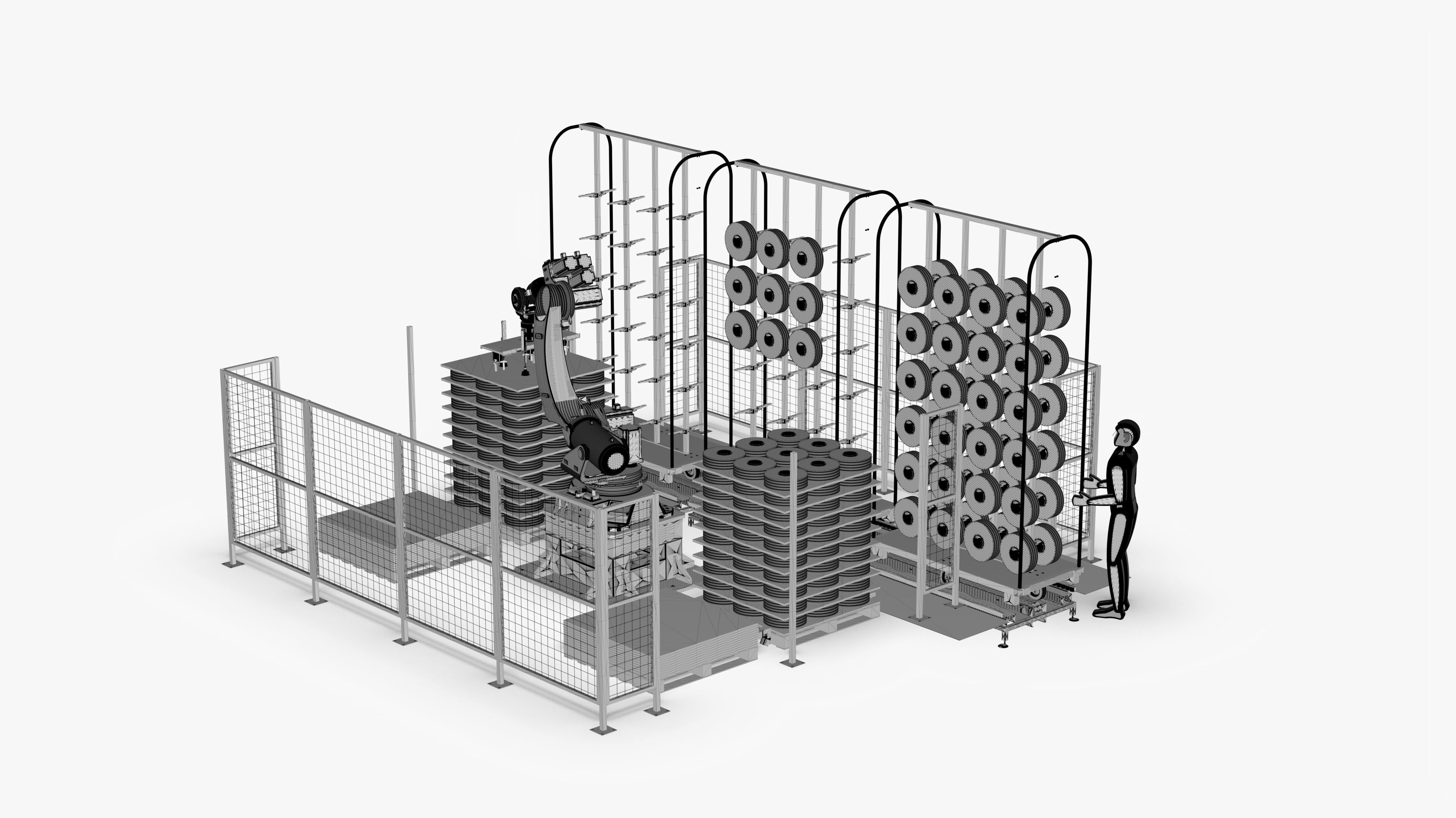 Automatic Robot Bobbin Loading Workstation 3D model | CGTrader