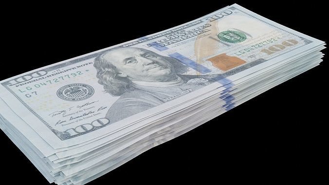 Realistic 3D Stack of Money Model with Textured Backside free 3D model ...
