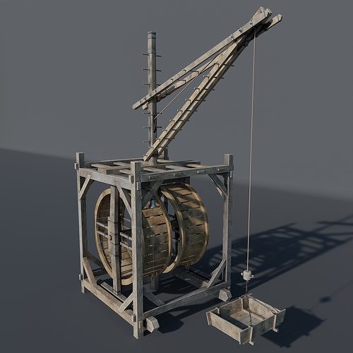 3D model Medieval treadwheel crane VR / AR / low-poly | CGTrader