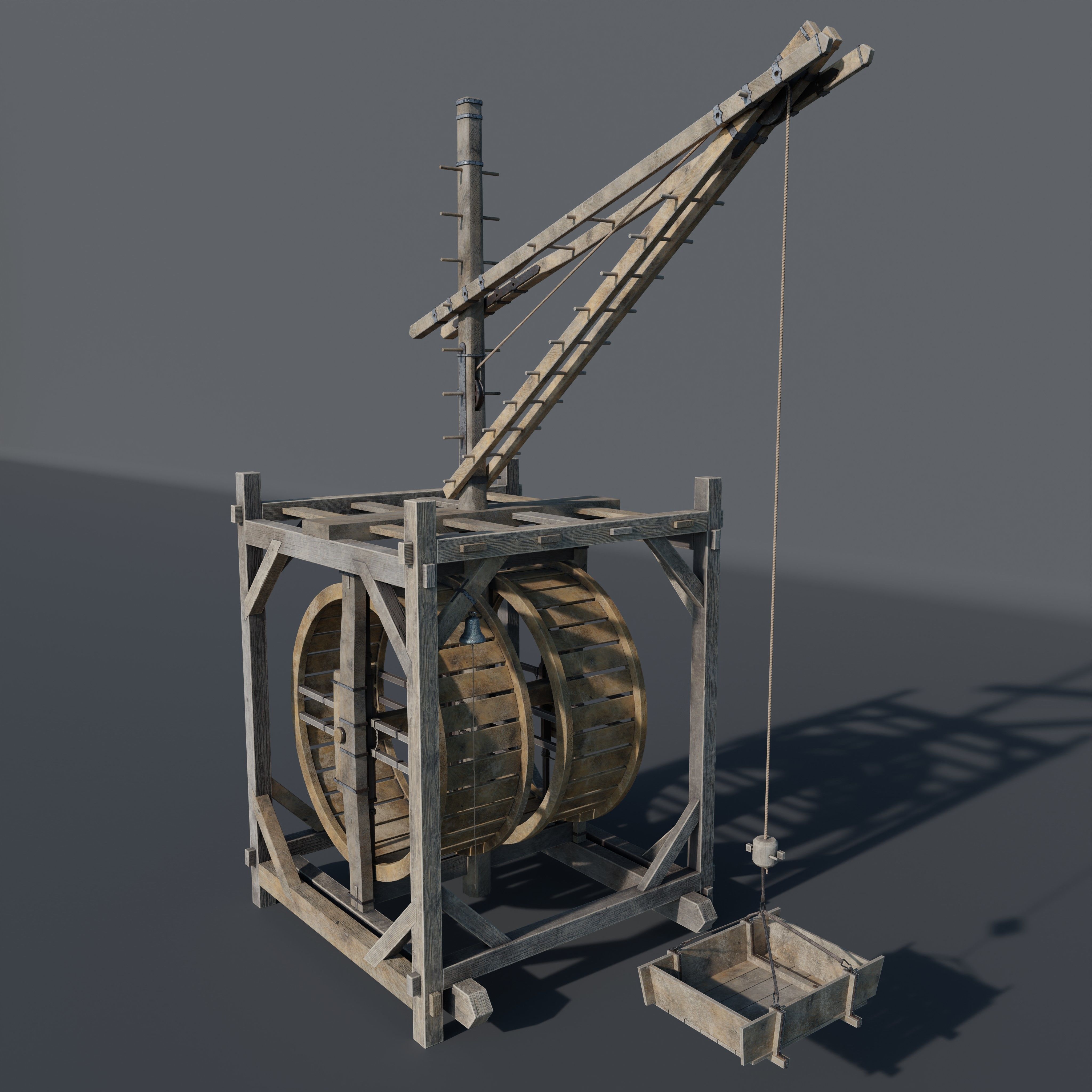 3D model Medieval treadwheel crane VR / AR / low-poly | CGTrader