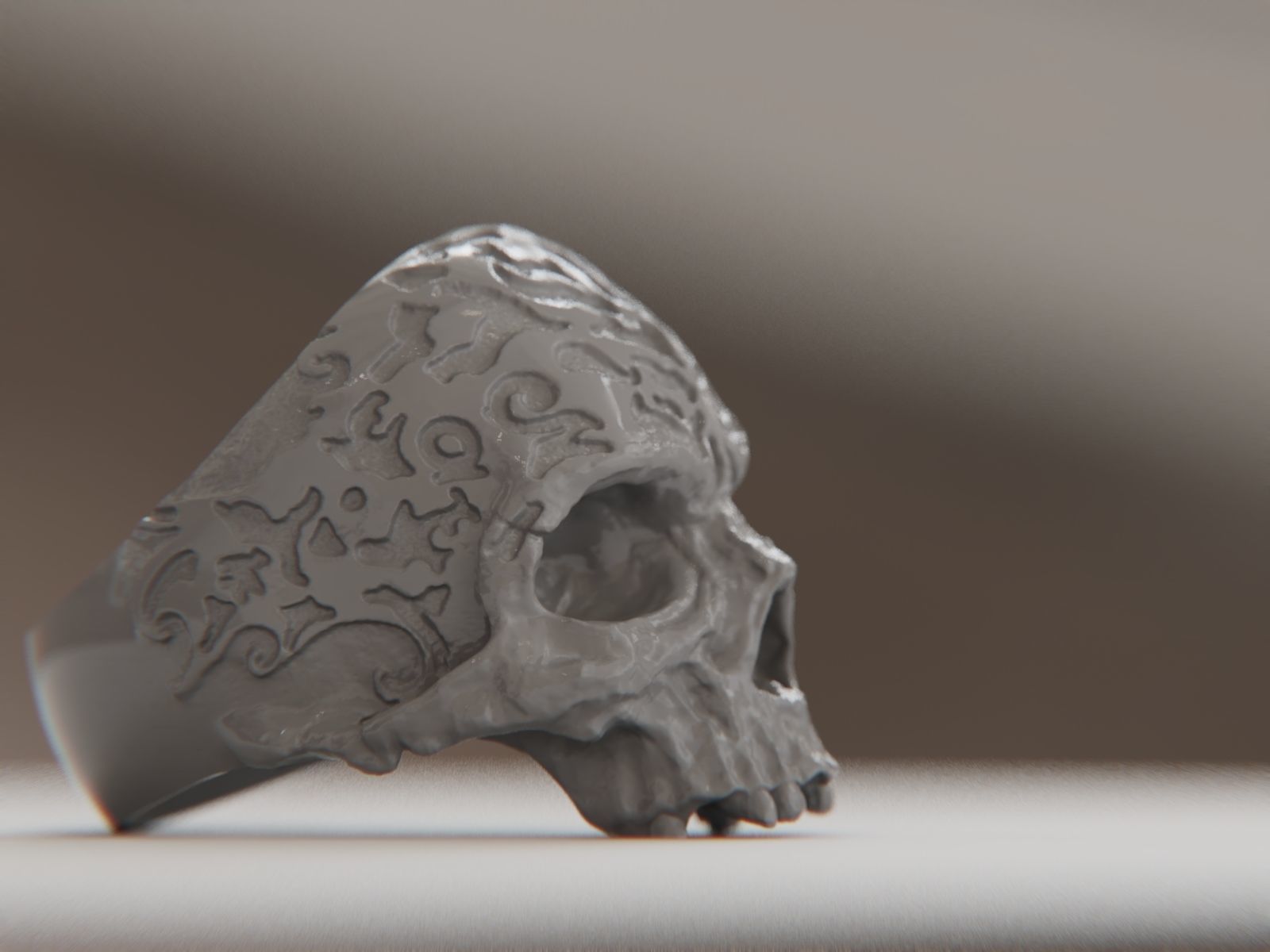 Patterned Skull Ring 3D model 3D printable | CGTrader