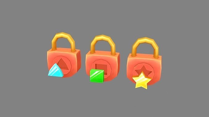 3D model Cartoon padlock - gemstone - Solving puzzles VR / AR / low ...