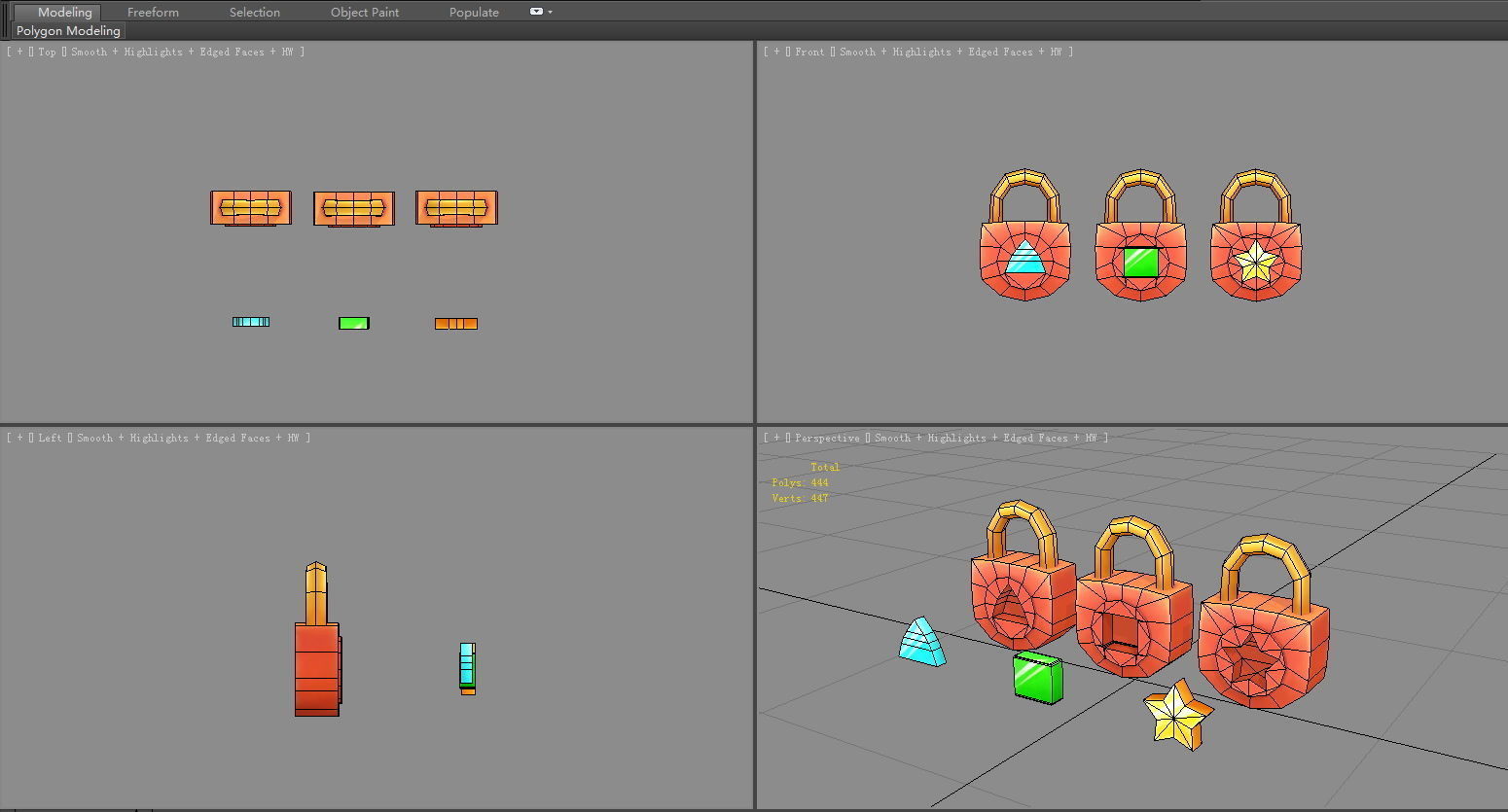 3D model Cartoon padlock - gemstone - Solving puzzles VR / AR / low ...