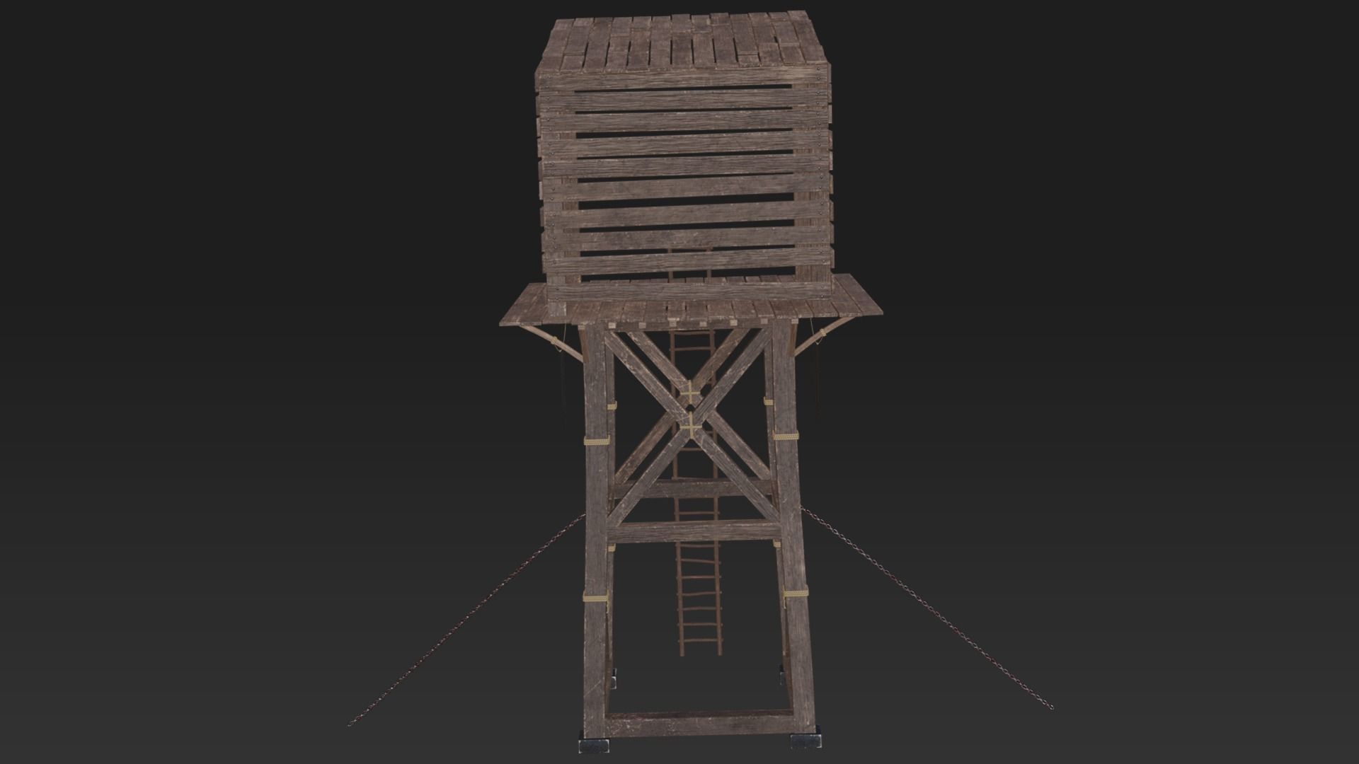 3D model Wooden Medieval Watchtower-Plus Probs And Texture-Game Ready ...