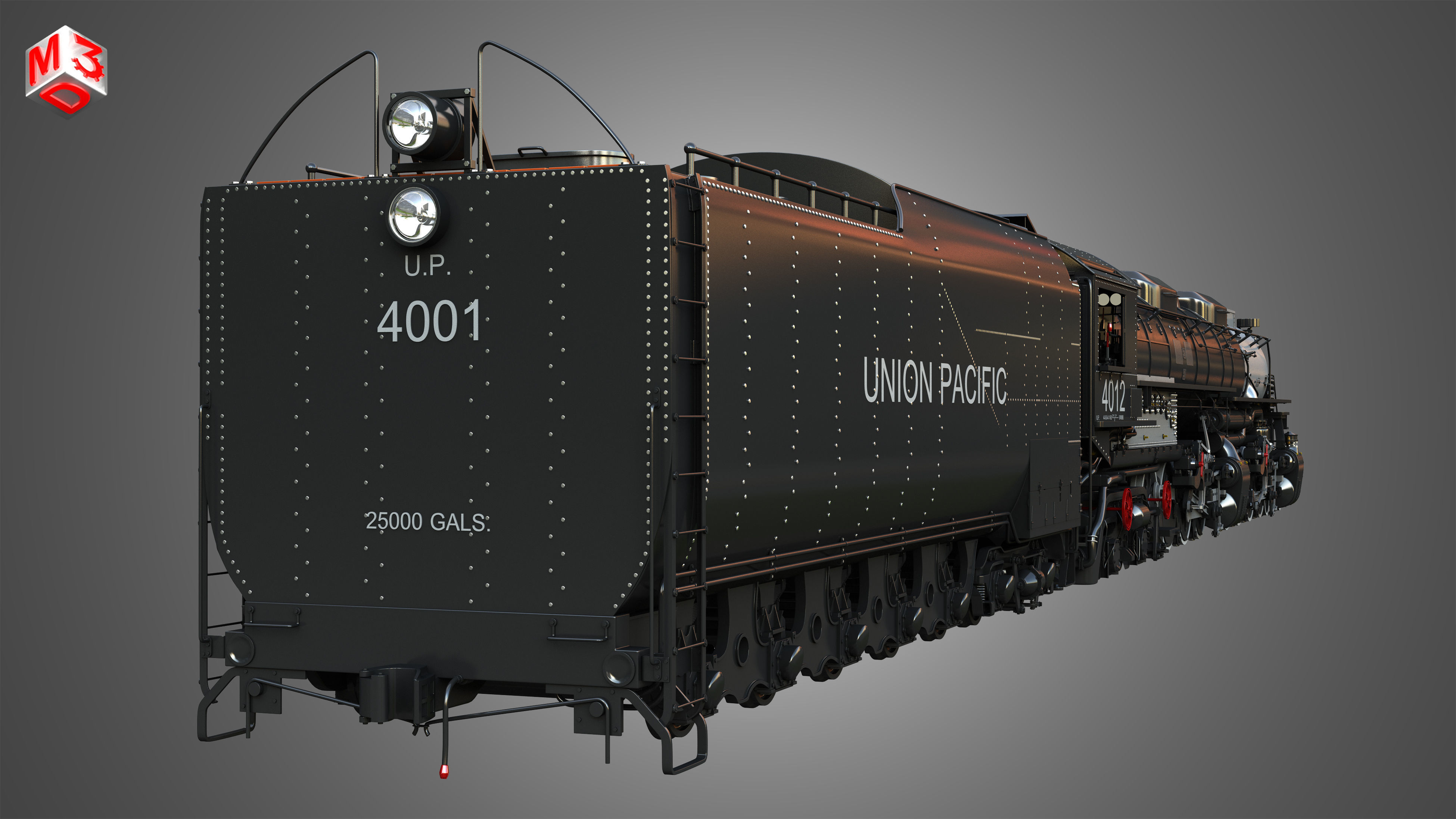 Big Boy 4014 - Steam Locomotive With Coal Wagon 3D model | CGTrader