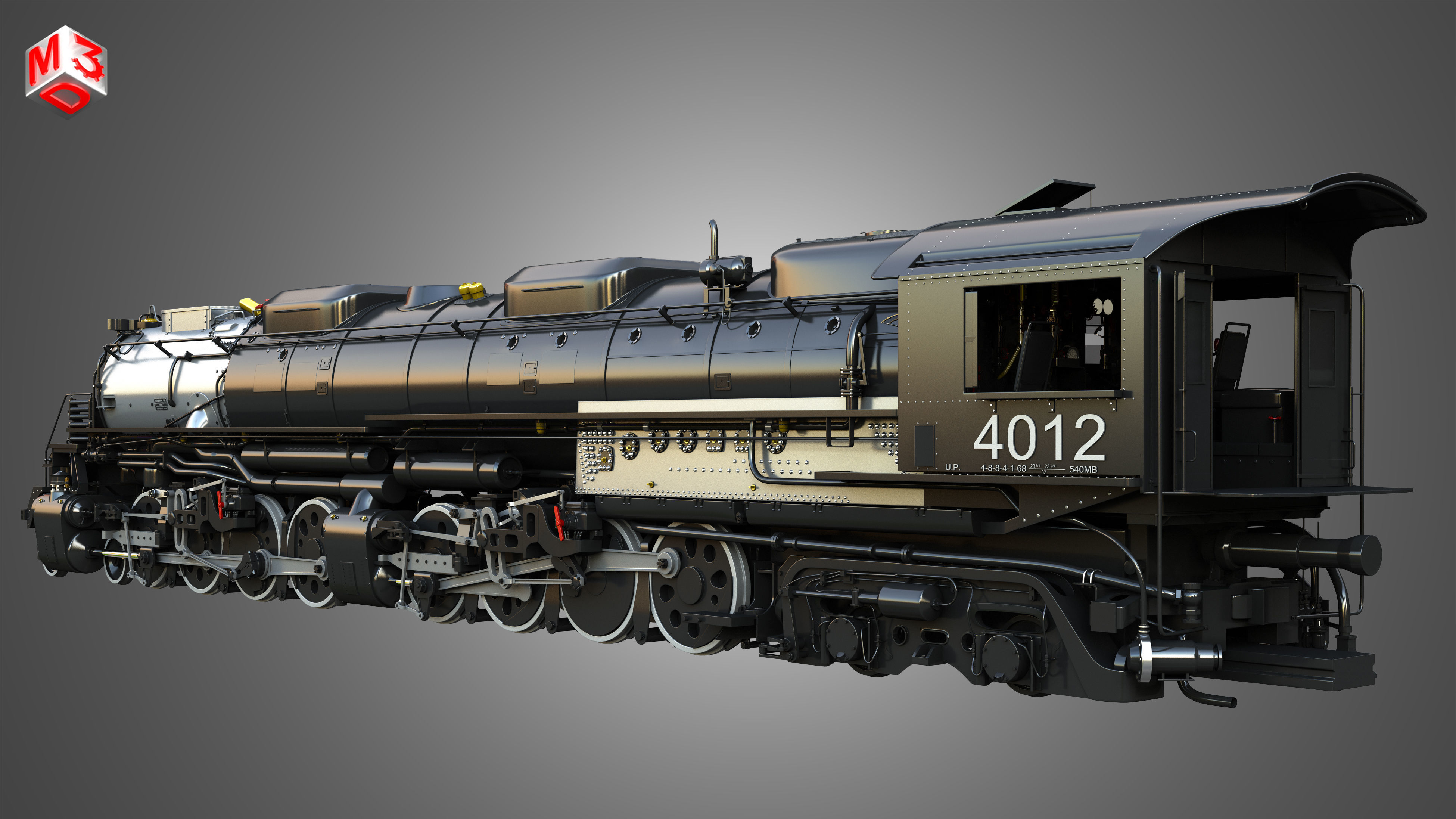 Big Boy 4014 - Steam Locomotive With Coal Wagon 3D model | CGTrader