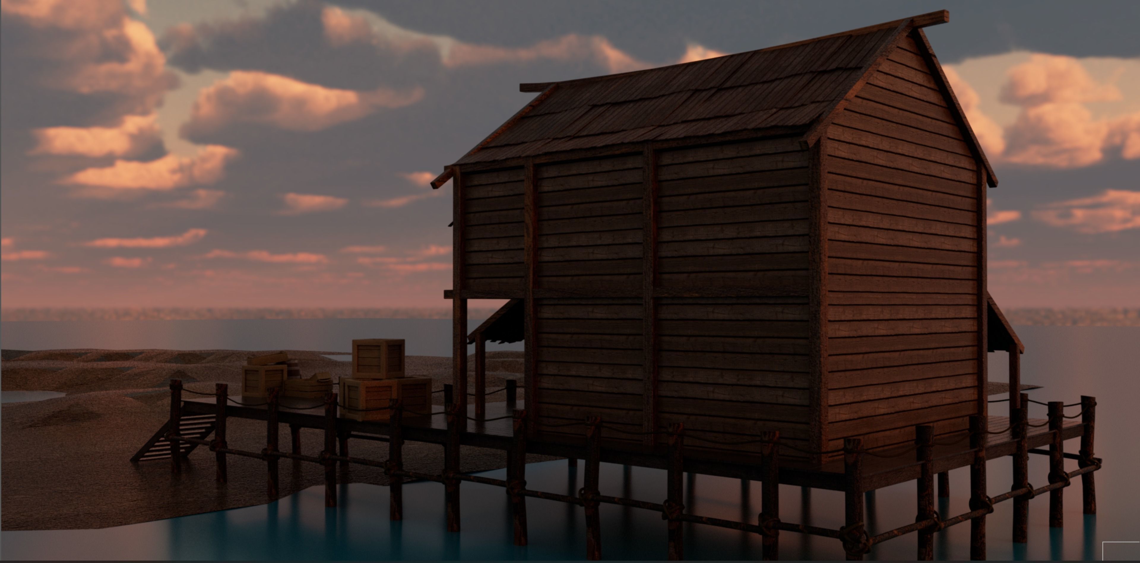3D model Deck hut VR / AR / low-poly | CGTrader