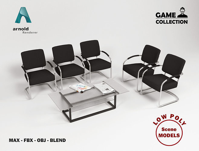 3D model Waiting room furniture VR / AR / low-poly | CGTrader