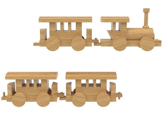Wooden toy train 13 3D model | CGTrader