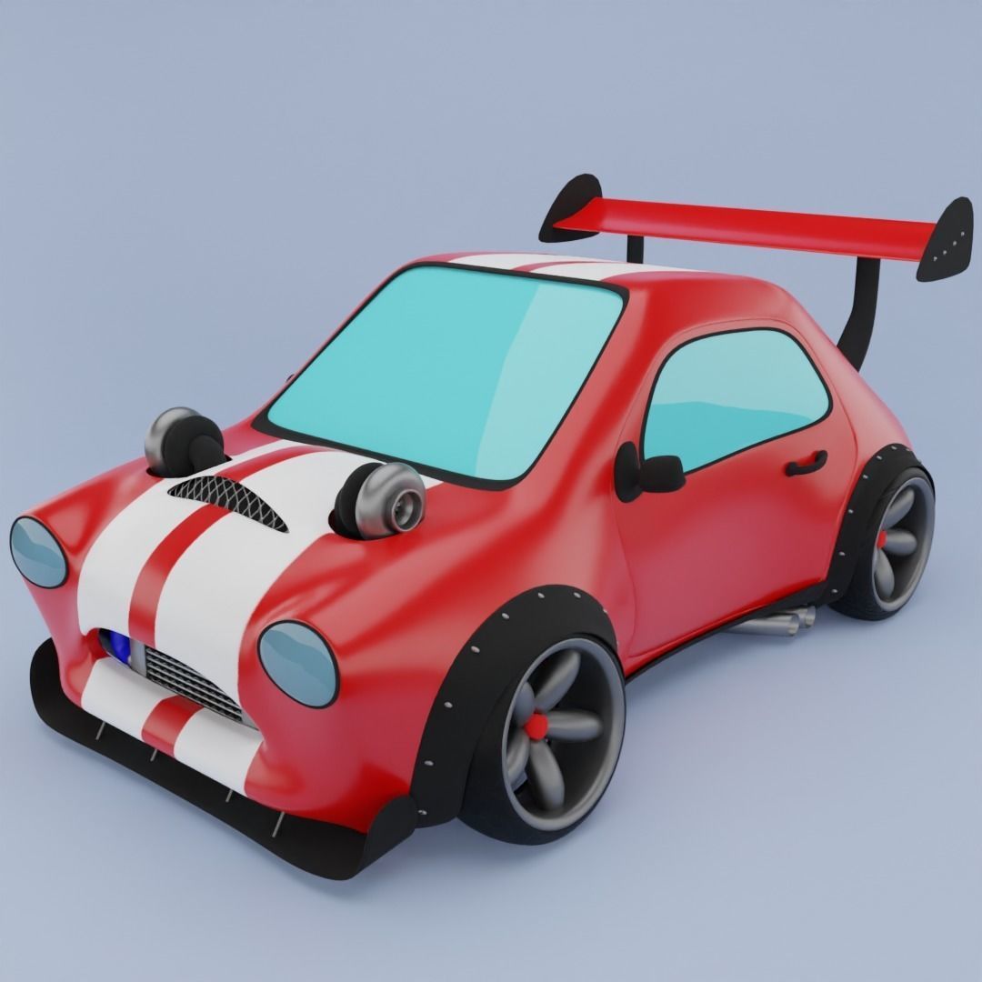 Funny Carton Car Racing Car 3D model 3D model | CGTrader