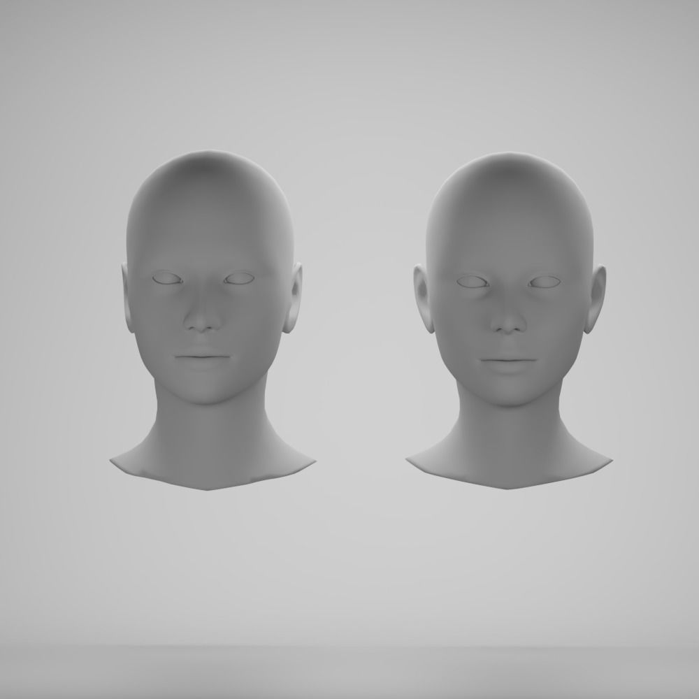 Female head base mesh 3D Model Collection | CGTrader