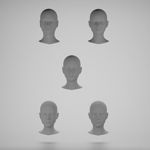 Base mesh 5 female heads 3D Model Collection | CGTrader