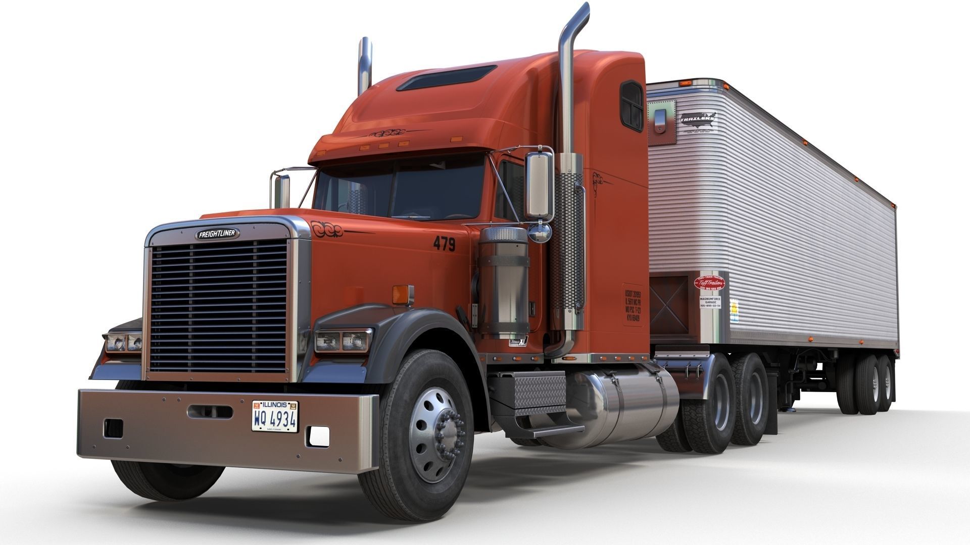 3D model Freightliner Classic XL dryvan semitruck VR / AR / low-poly ...