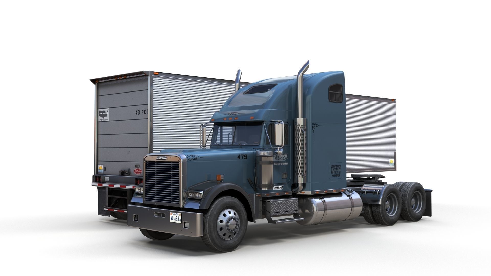 3D model Freightliner Classic XL dryvan semitruck VR / AR / low-poly ...