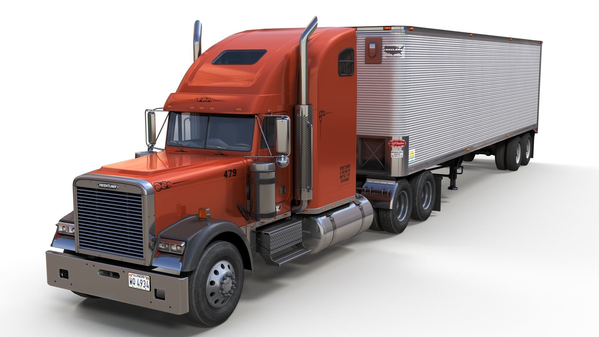 3D model Freightliner Classic XL dryvan semitruck VR / AR / low-poly ...