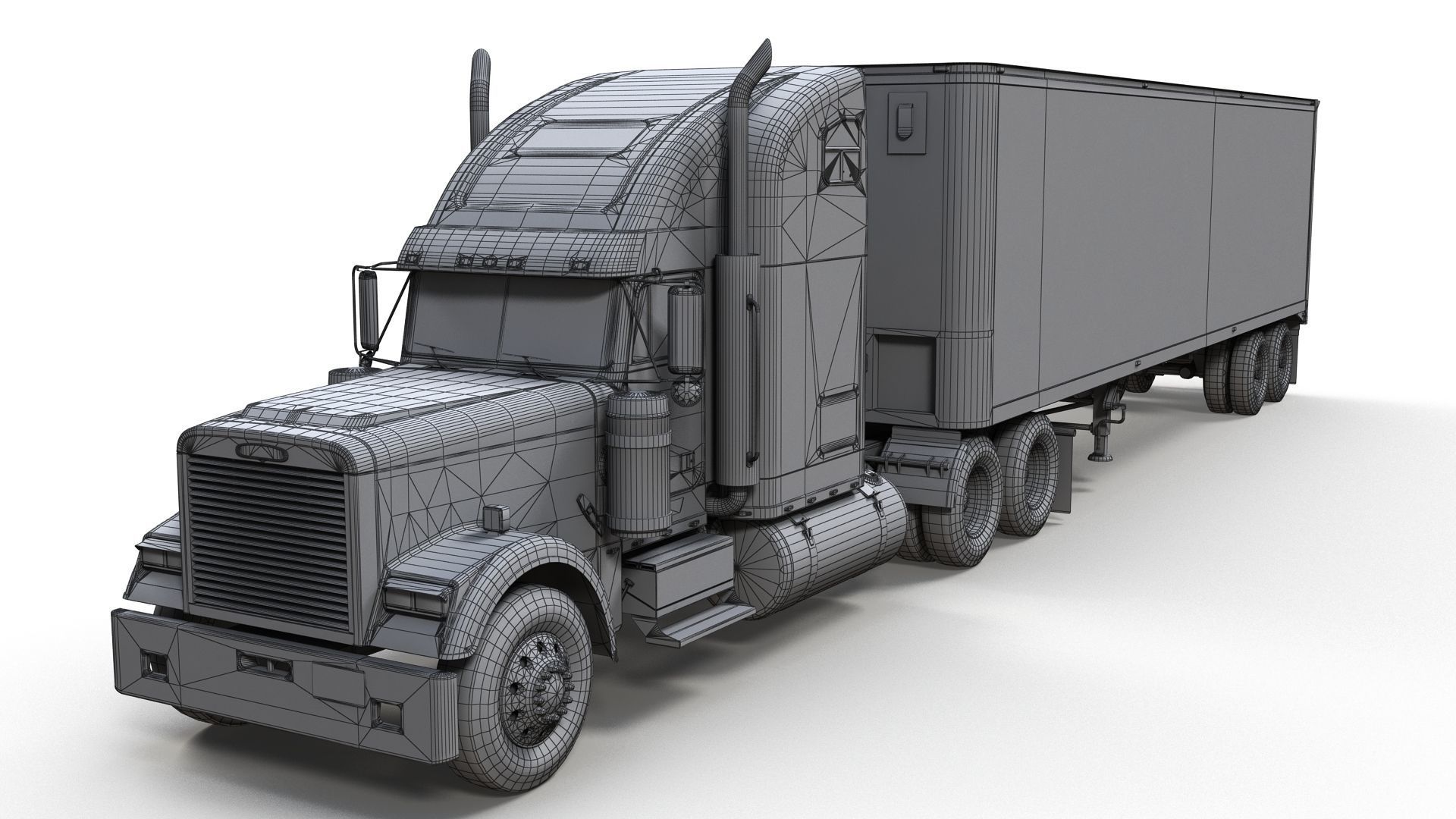 3D model Freightliner Classic XL dryvan semitruck VR / AR / low-poly ...