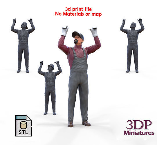 N2 Mechanic Crew working under a car or construction worker 3D model 3D ...