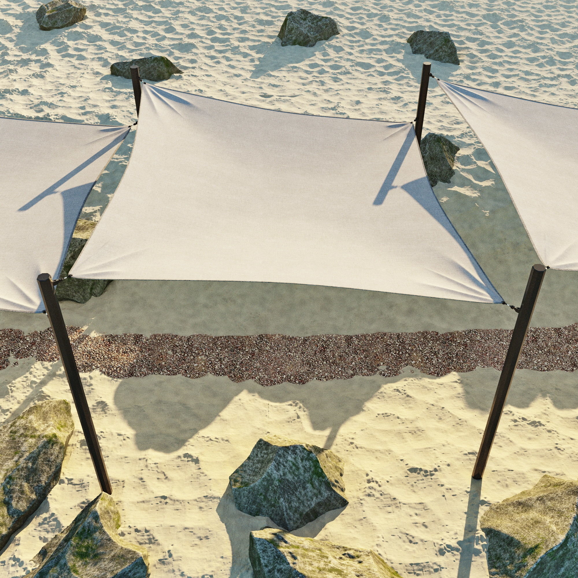 Shade Canopy vs rocks and sand 3D model | CGTrader