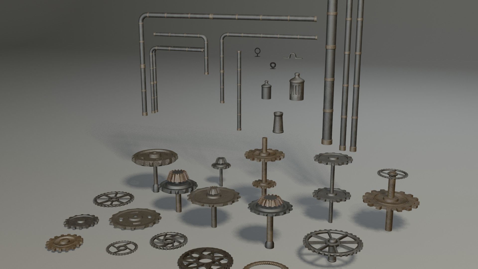 3D model Gears and tubes VR / AR / low-poly | CGTrader