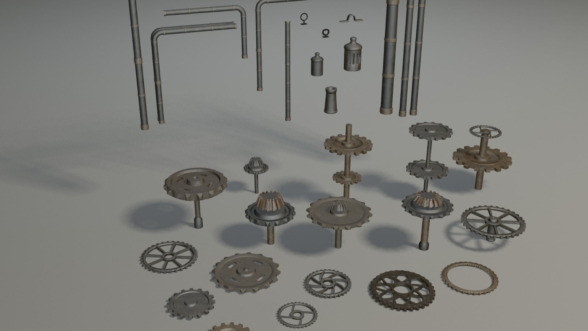 3D model Gears and tubes VR / AR / low-poly | CGTrader
