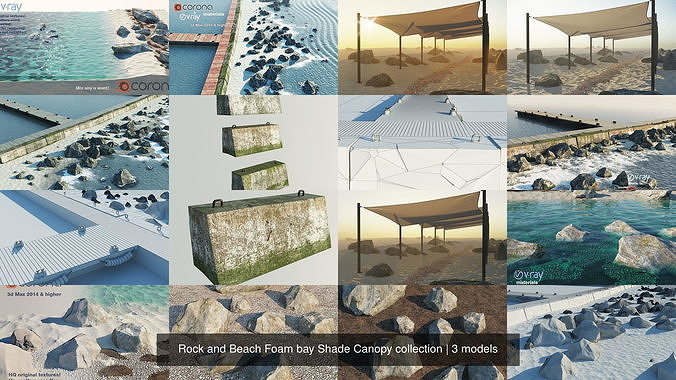 Rock and Beach Foam bay Shade Canopy collection | CGTrader